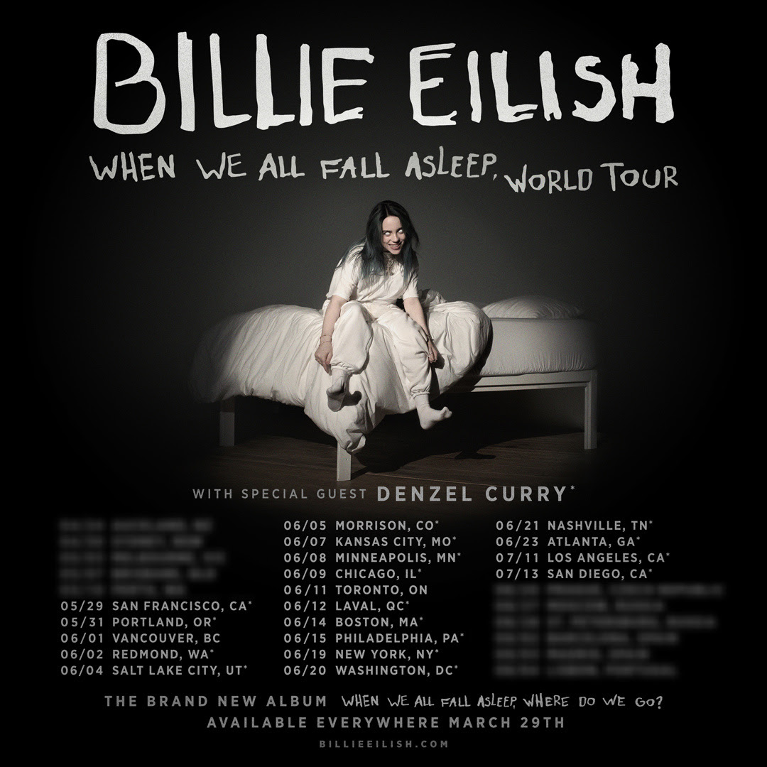 Billie Eilish Announces 2019 'When We All Fall Asleep' World Tour ...