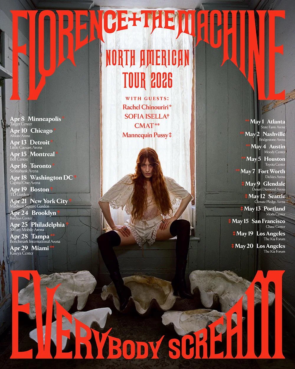 Florence The Machine Announce 2026 Everybody Scream North American